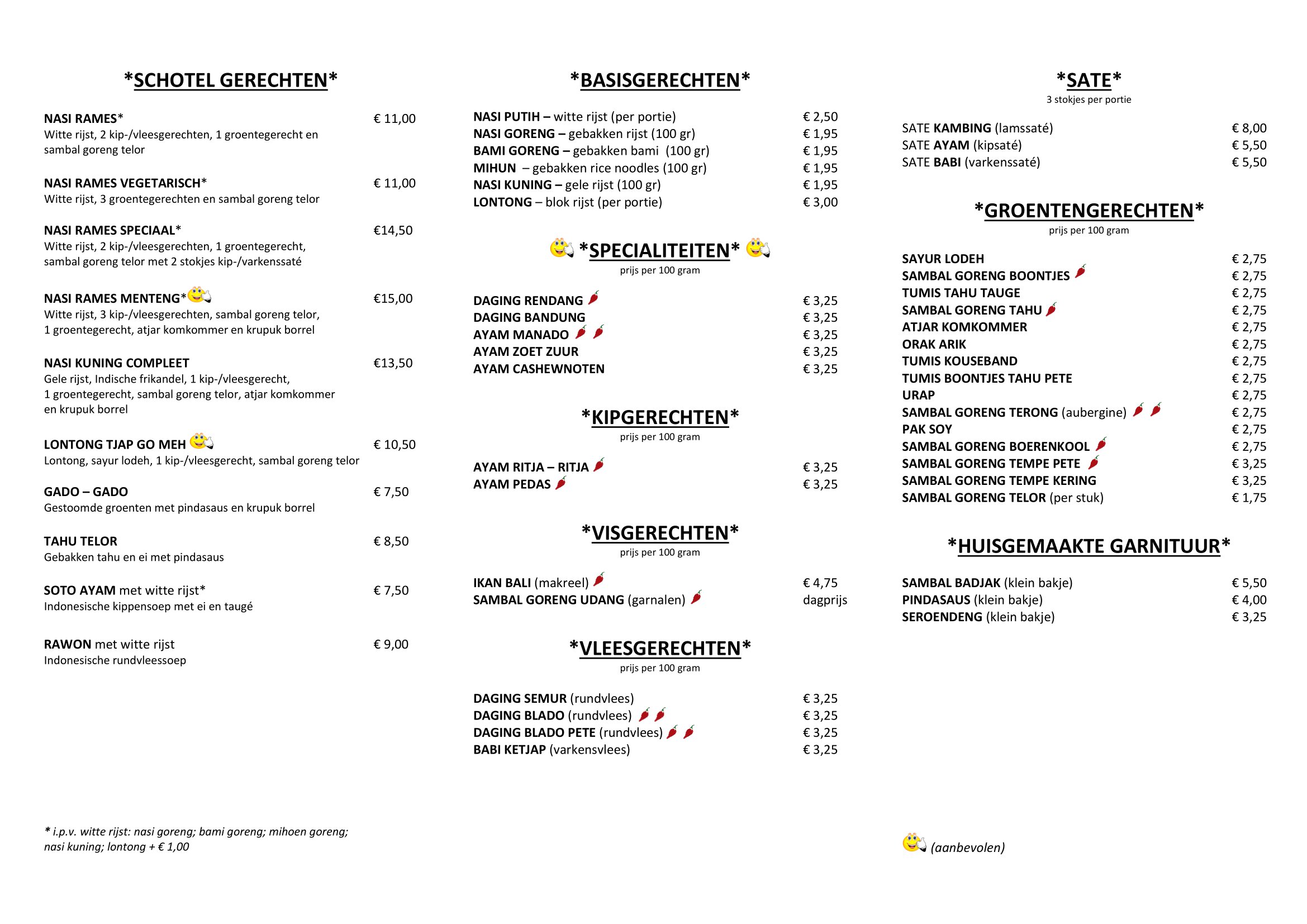 Menu van Toko Menteng Wassenaar - Indonesisch eten bestellen